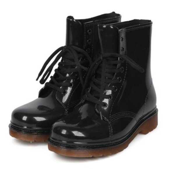 Red Ruby | Shoes | Red Ruby Lace Up Black Patent Waterproof Vinyl ...